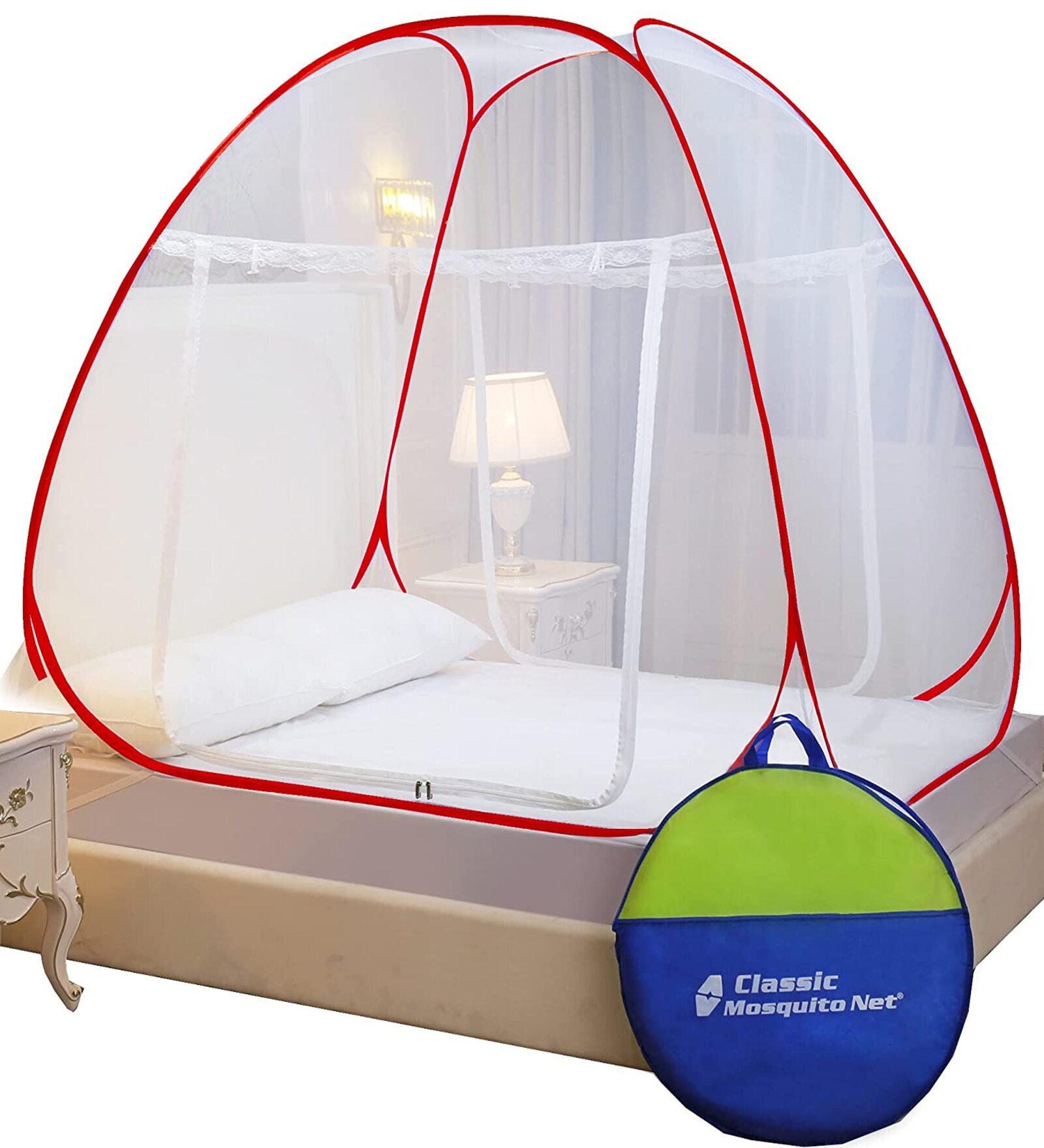 Buy King Size Bed Polyester Mosquito Net In Red at 53% OFF by Classic ...