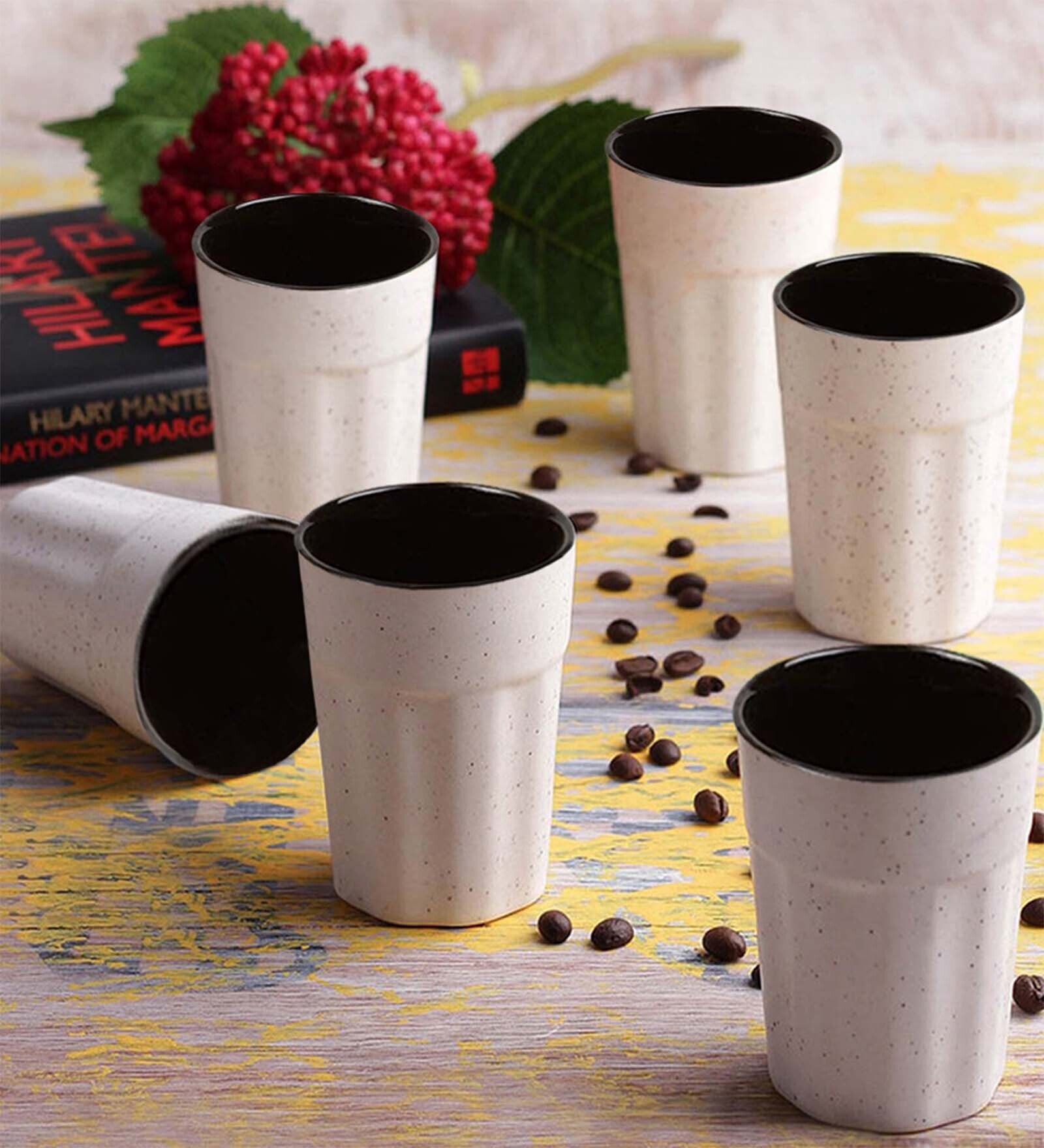 Buy Royal 120ml White & Black (Set of 6) Ceramic Tea Glass at 23% OFF ...