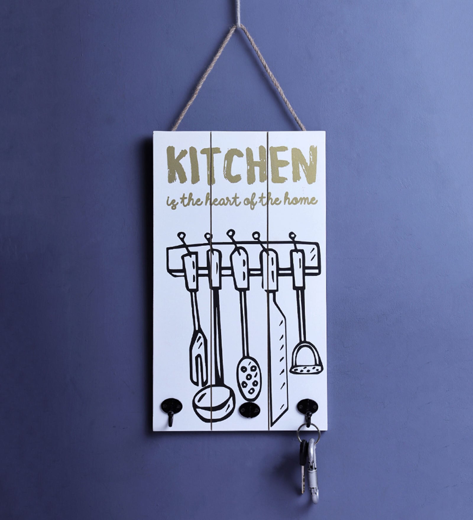 Buy Kitchen White Colour Wood Wall Hanging Frame Key Holder at 16% OFF ...