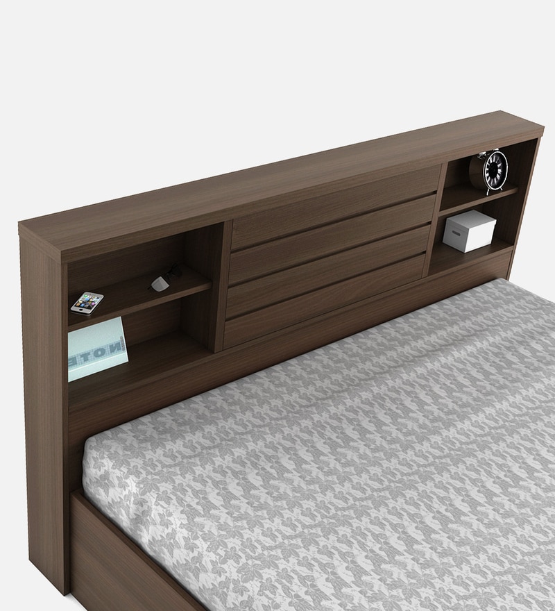 Buy Kimi King Size Bed in Brown Finish with Box Storage Online - Modern ...