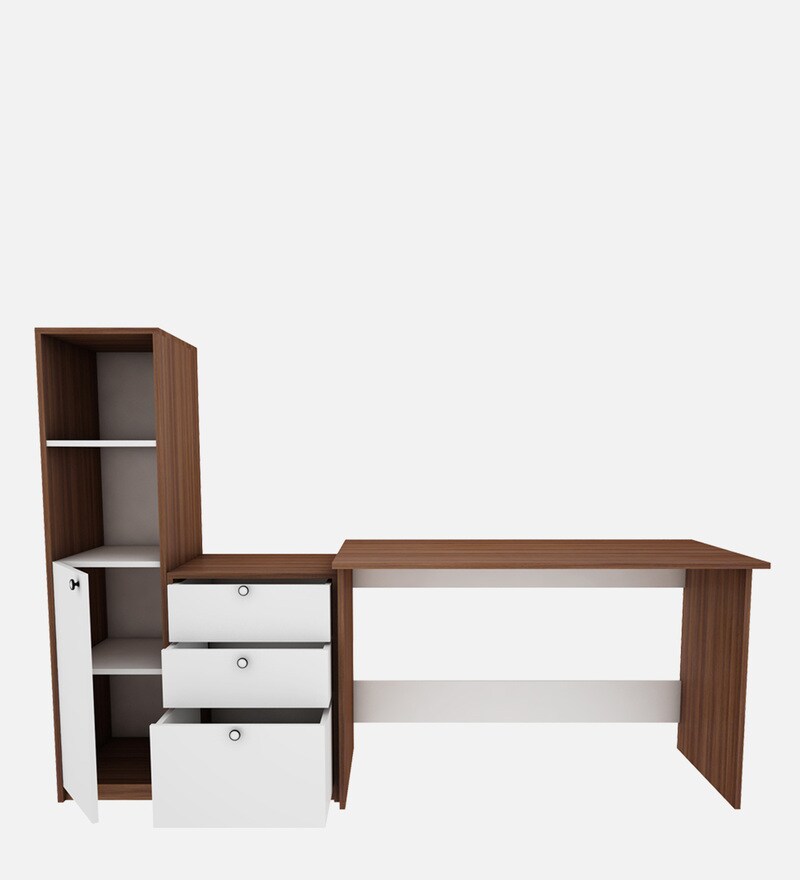 Buy Kipling Hutch Desk in Walnut And Frosty White Finish by Woodbuzz ...