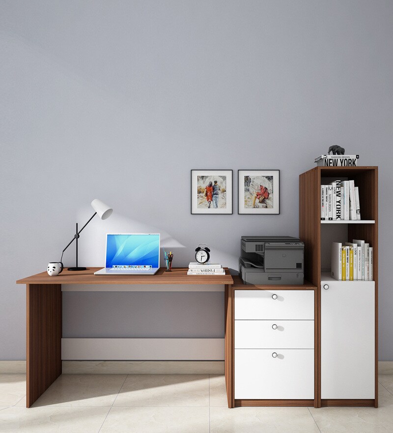 Buy Kipling Hutch Desk in Walnut And Frosty White Finish by Woodbuzz ...