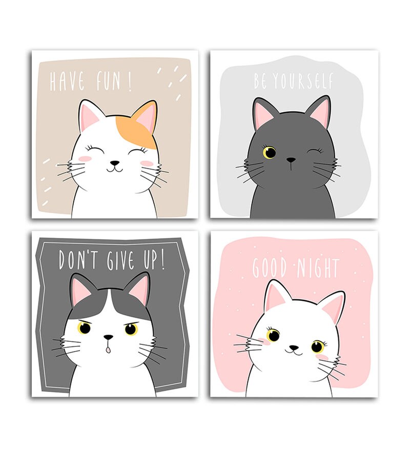 Buy Mdf Kitty Cat Wall Panel In Multicolor By Wens Online - Kids Wall ...