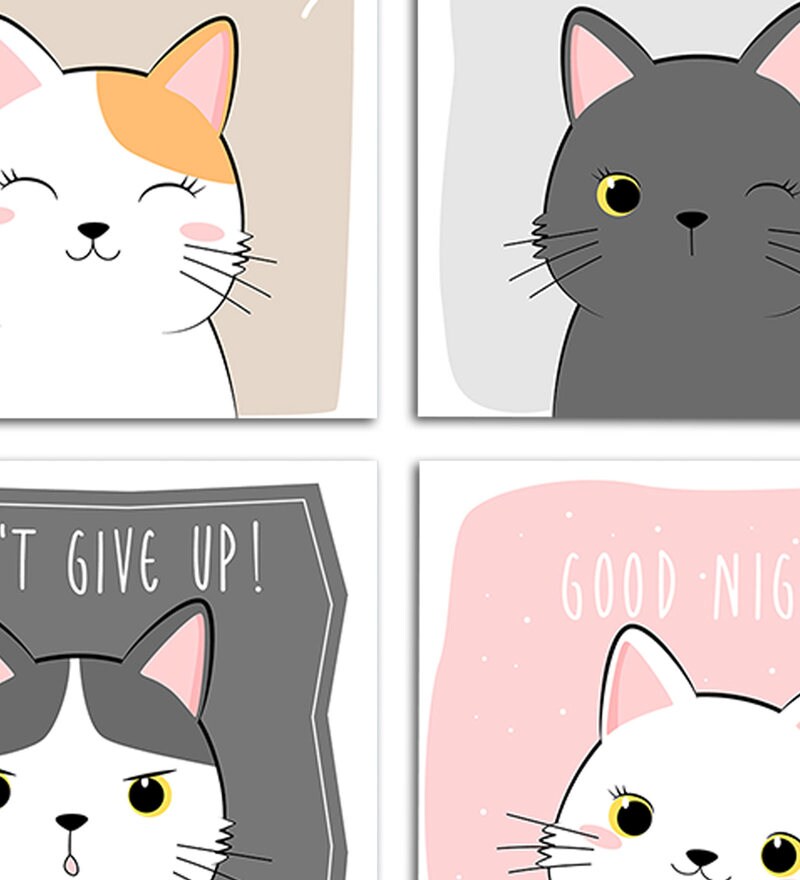 Buy Mdf Kitty Cat Wall Panel In Multicolor By Wens Online - Kids Wall ...