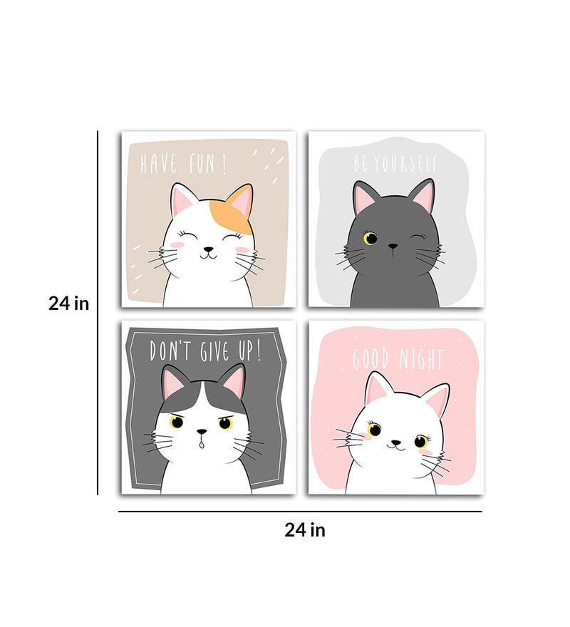 Buy Mdf Kitty Cat Wall Panel In Multicolor By Wens Online - Kids Wall ...