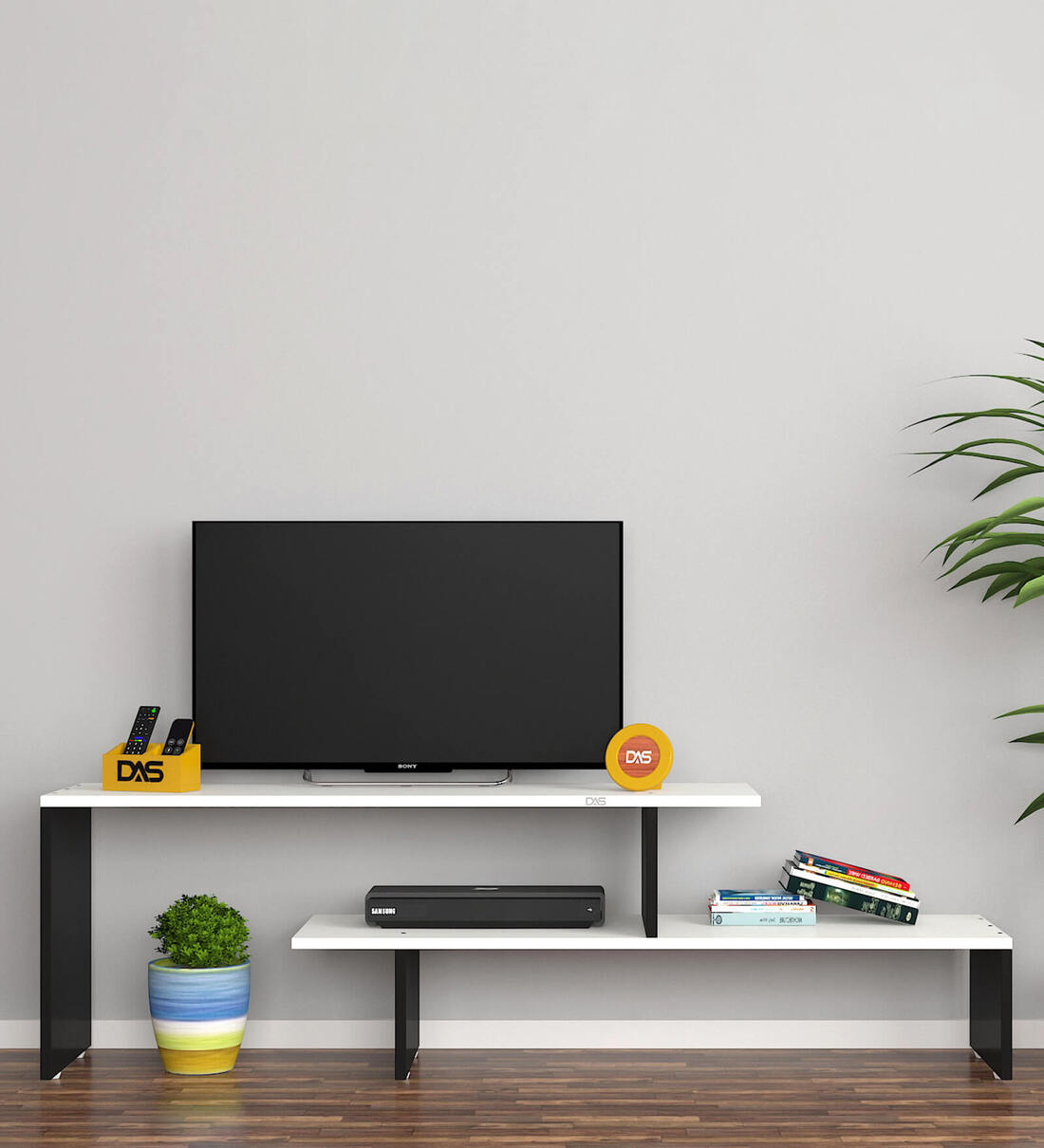 Buy Klaus TV Console in Black & Frosty White Finish For Up To 43\ at 100% OFF by Das | Pepperfry