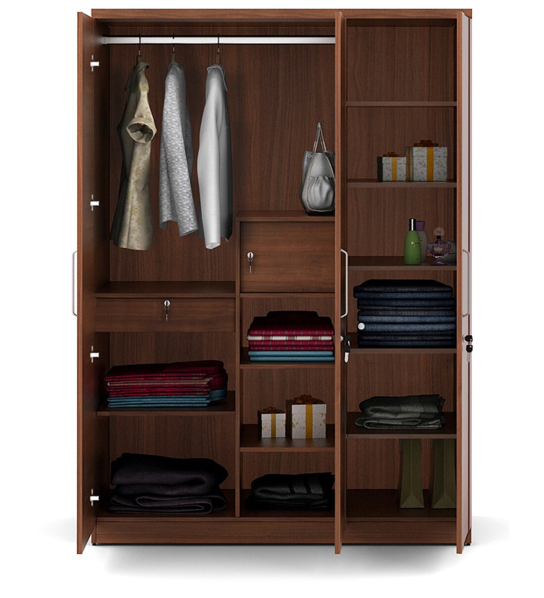 Buy Kosmo Grace 3 Door Wardrobe in Rigato Walnut Finish by Spacewood ...