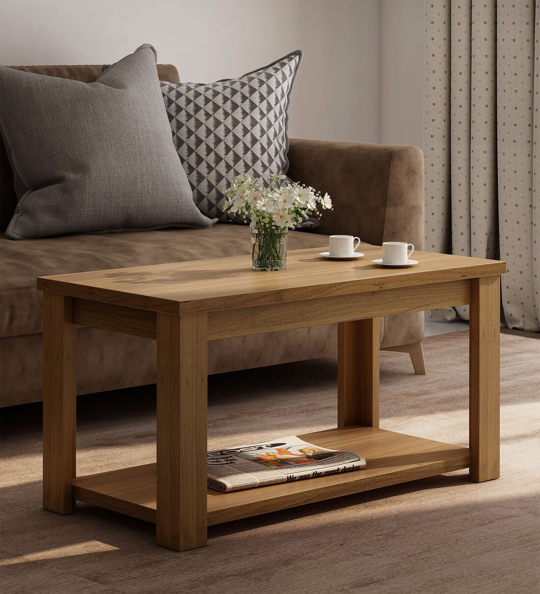 Buy Kosmo Harmony Coffee Table in Natural Teak Finish Online - Modern ...