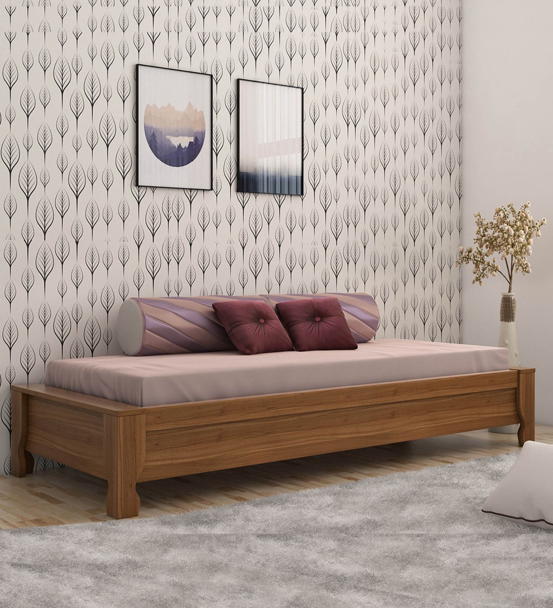 Buy Kosmo Polo Single Bed in Natural Teak Finish Online - Modern Single ...
