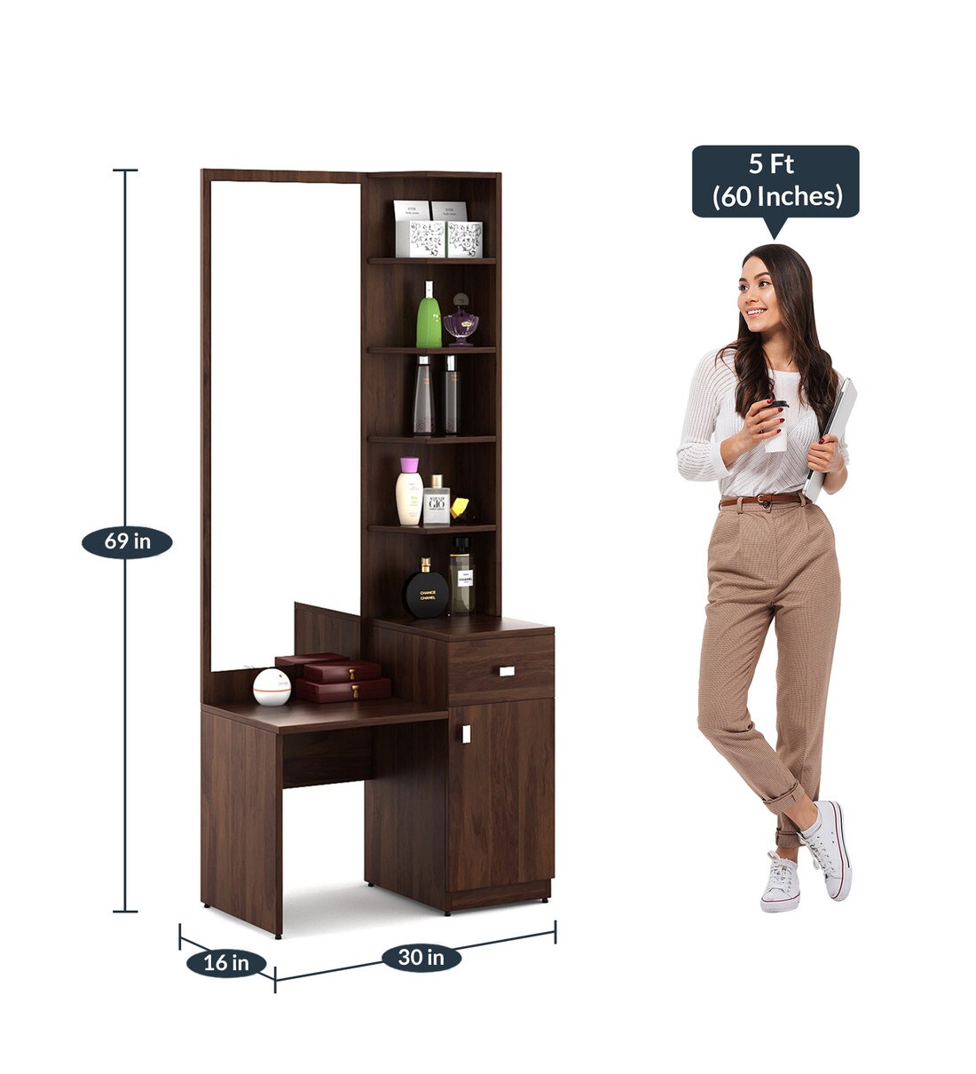 Buy Kosmo Premium Dressing Unit in Sheesham Woodpore Finish by ...