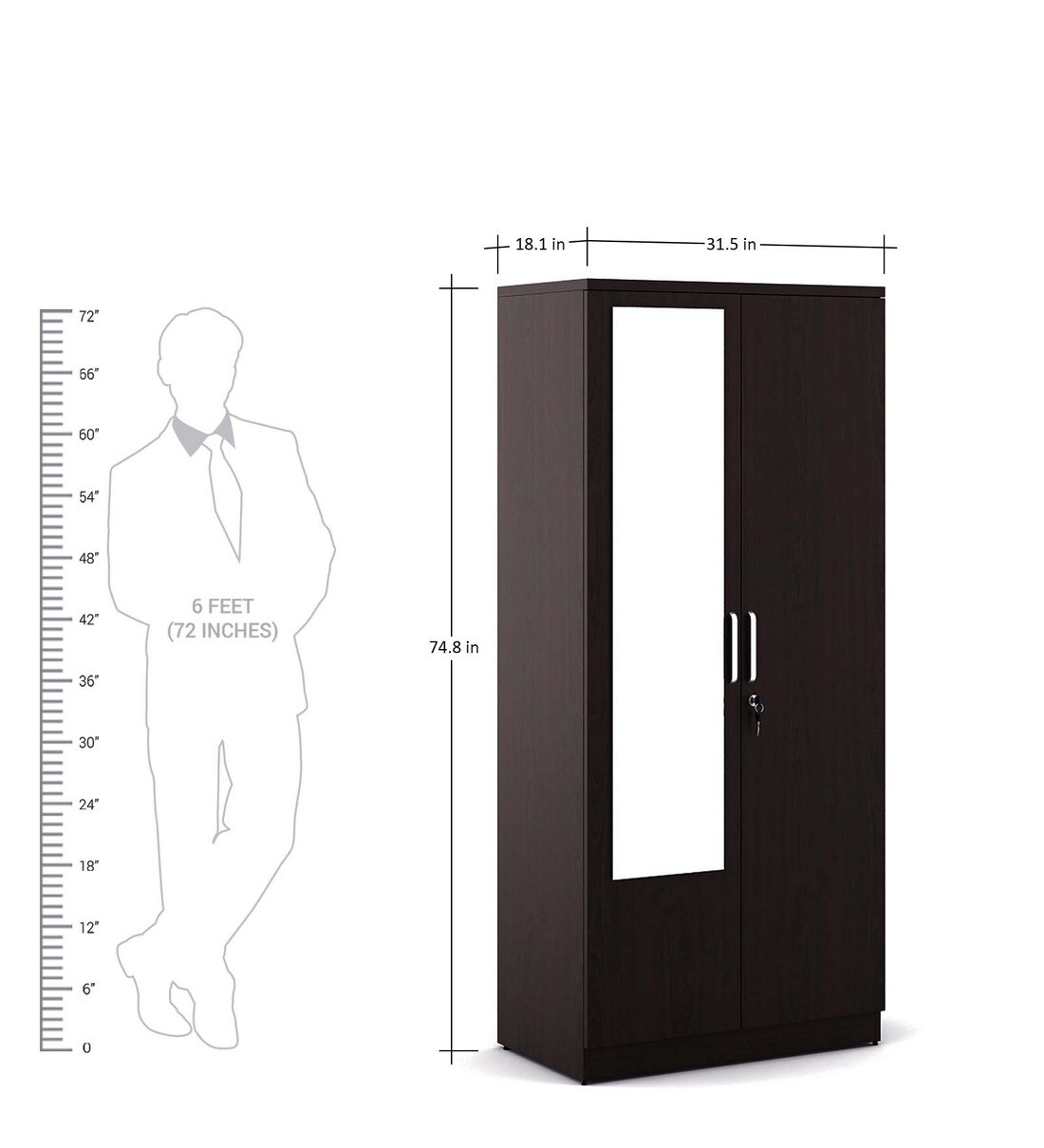 Buy Kosmo Weave 2 Door Wardrobe in Vermont Finish with Mirror by ...