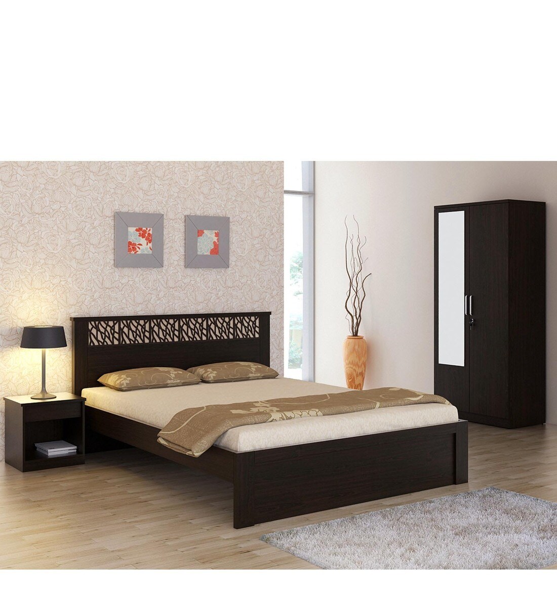 Buy Kosmo Weave 2 Door Wardrobe in Vermont Finish with Mirror by ...