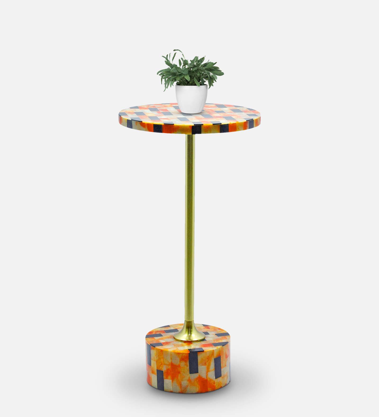 Buy Koi End Table In Orange & Gold Finish at 5% OFF by Logam | Pepperfry