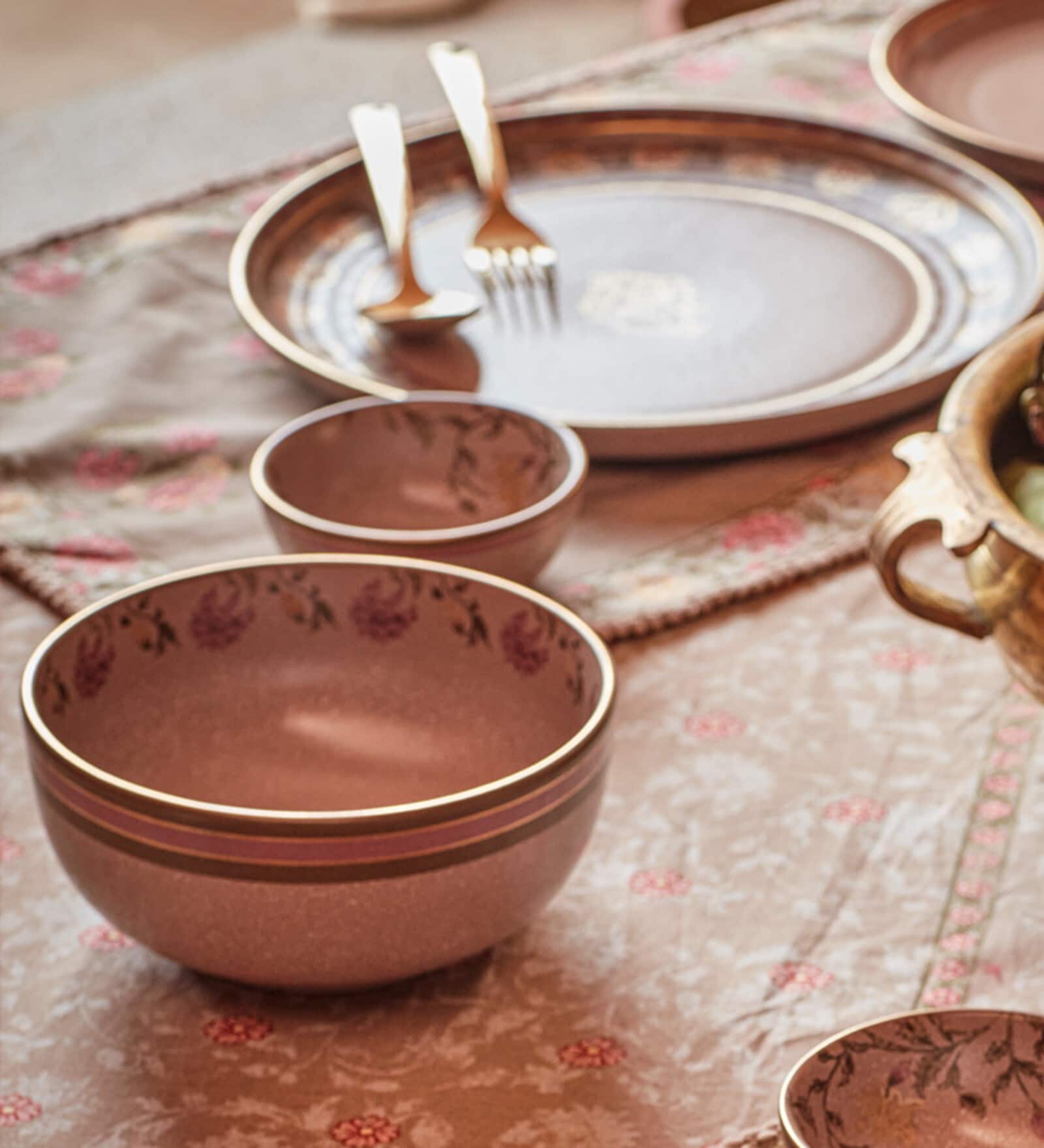 Buy Koshambi Pink & Beige 150ml (Set of 2) porcelain Dinner Bowl by Ritu Kumar Home at 6% OFF by ...