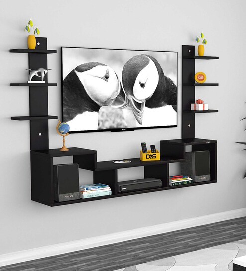 Buy Konrad TV Unit in Black Finish for TVs up to 55\ Online - TV Units ...