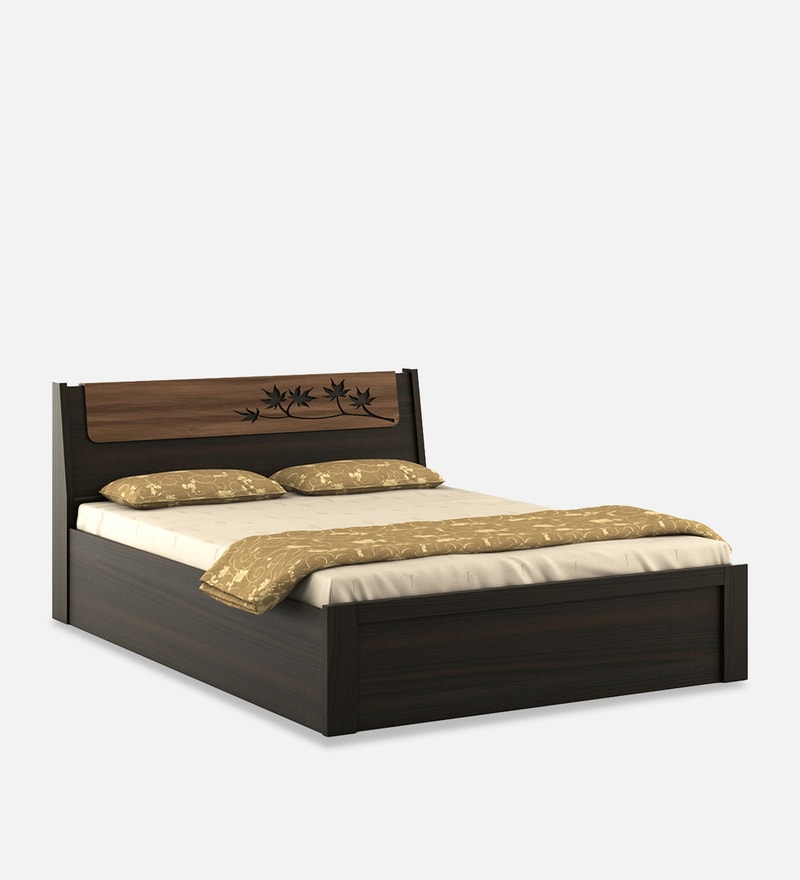 Buy Kosmo Maple Queen Size Bed in Fumed Oak Melamine Finish with ...