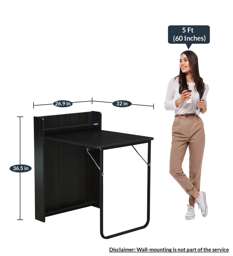 Buy Kosmo Foldable Study Table in Fumed Oak Finish Online - Modern ...