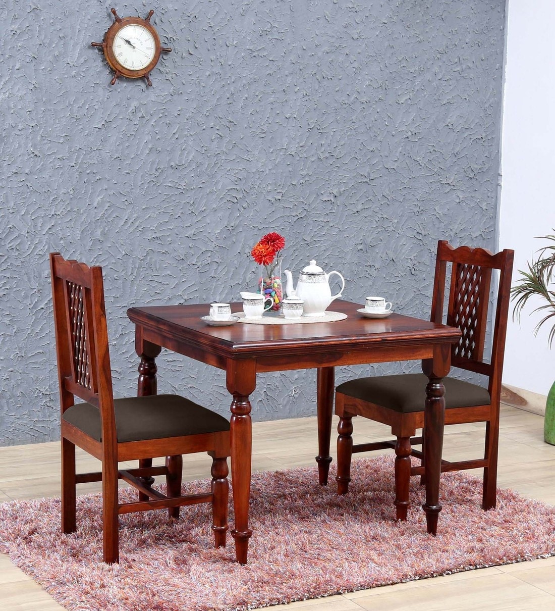 Buy Krisa Sheesham Wood Two Seater Dining Set in Honey Oak Finish at 2% ...