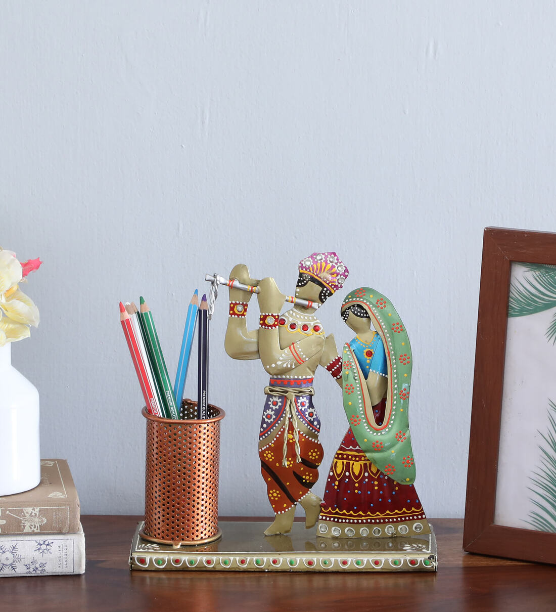 Buy Krishna Multicolour Metal Pen Stand at 25% OFF by Decorum | Pepperfry