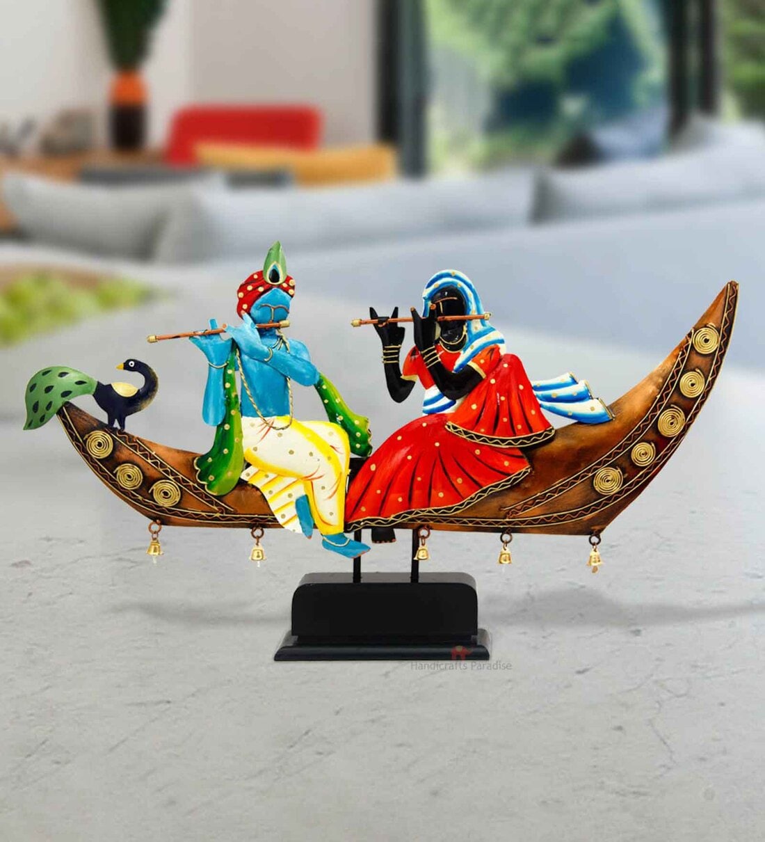 Buy Krishna Sitting On Boat Multicolour Metal Figurine at 45% OFF by ...
