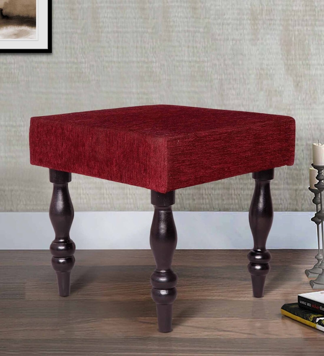 Buy Luis Seating Stool in Mossy Maroon Colour at 1% OFF by Ikiriya ...