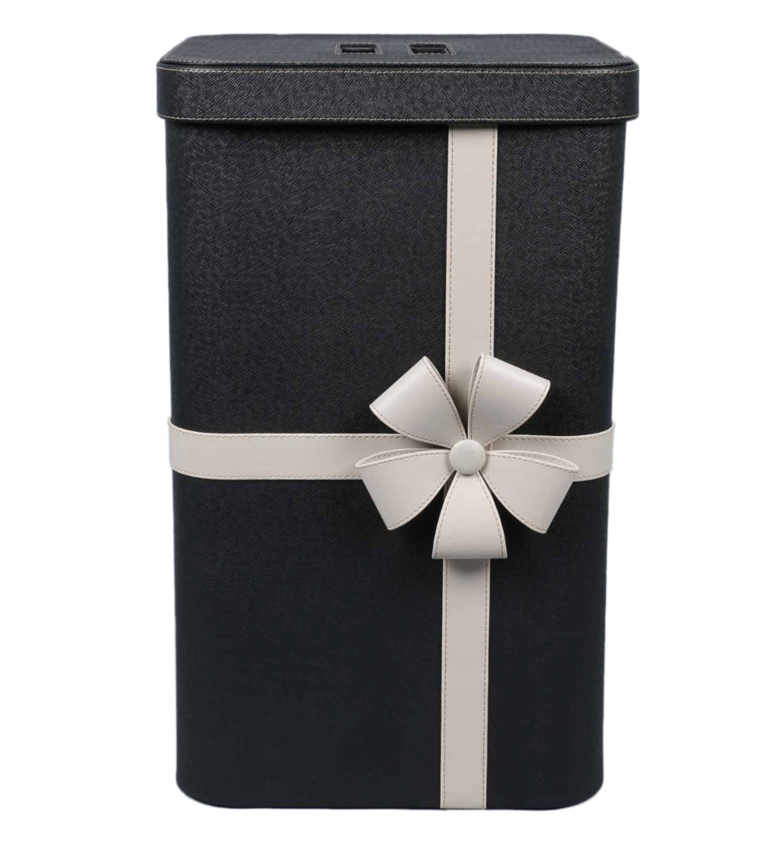 Buy Kraftsmen Designer Leatherette Black & Cream Laundry Basket at 32% ...