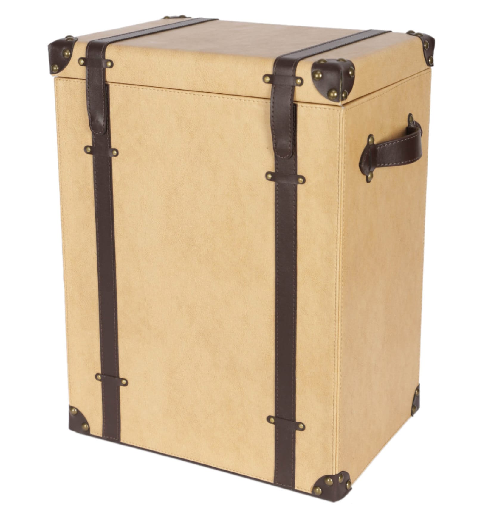 Buy Leatherette Cream Laundry Basket With Lid, 43 Ltr by Kraftsmen at ...