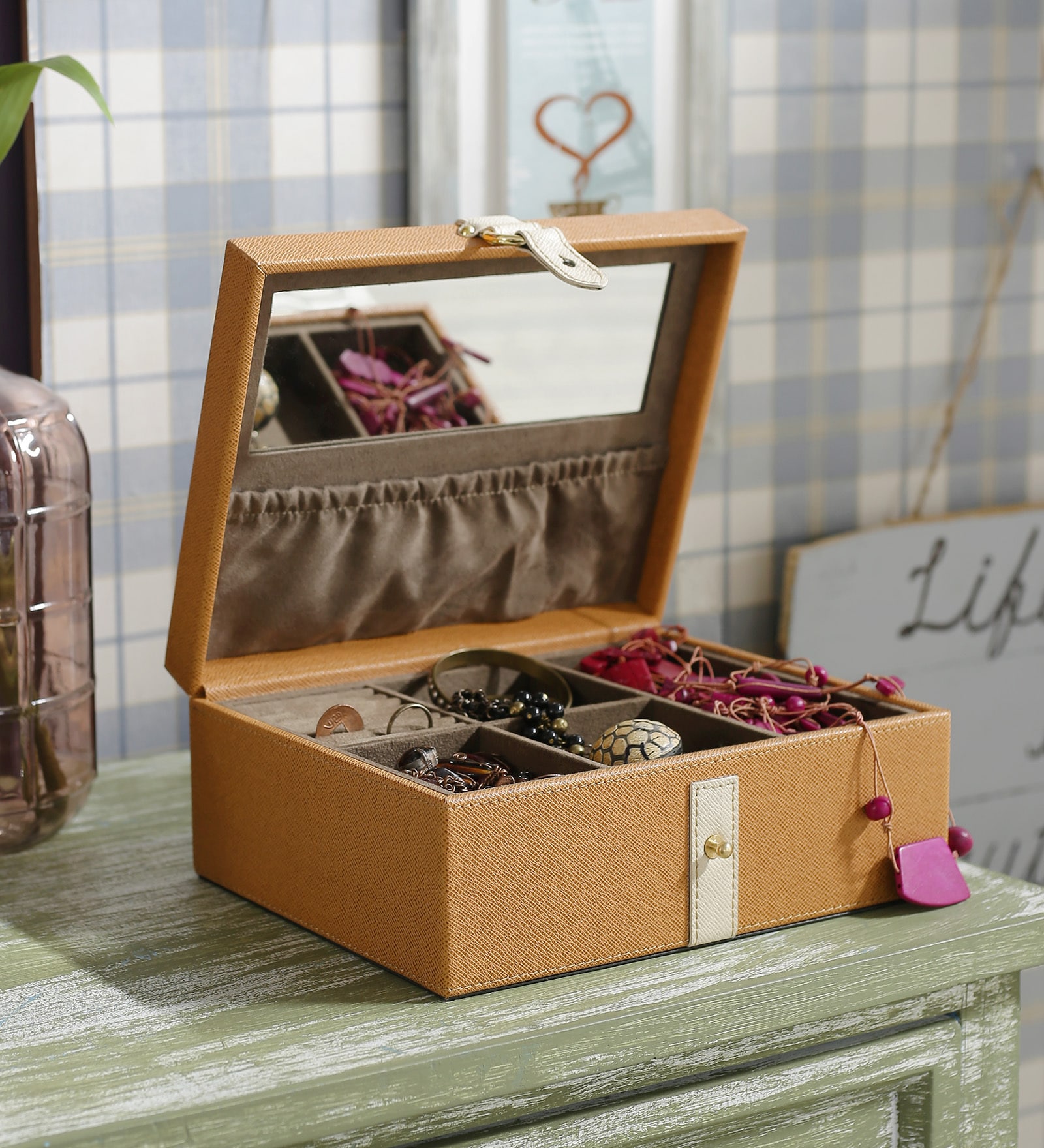 Buy PU & MDF Mustard Vanity Box by Kraftsmen Online - Jewellery ...
