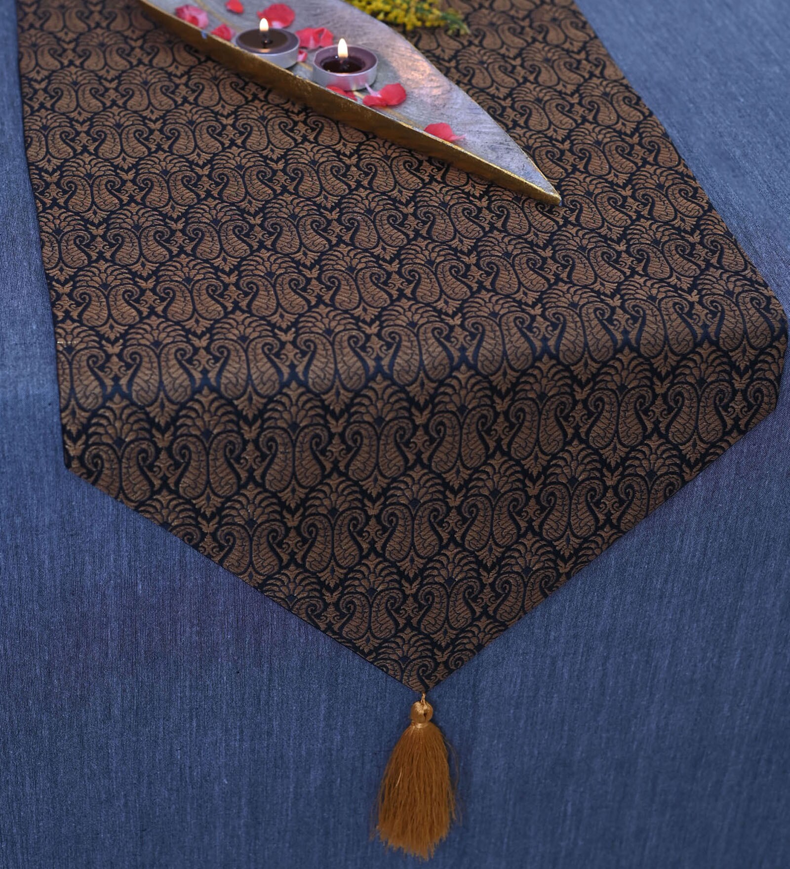 Buy kringi Black (78 x 14 ) Blended Silk Table Runner at 100% OFF by ...