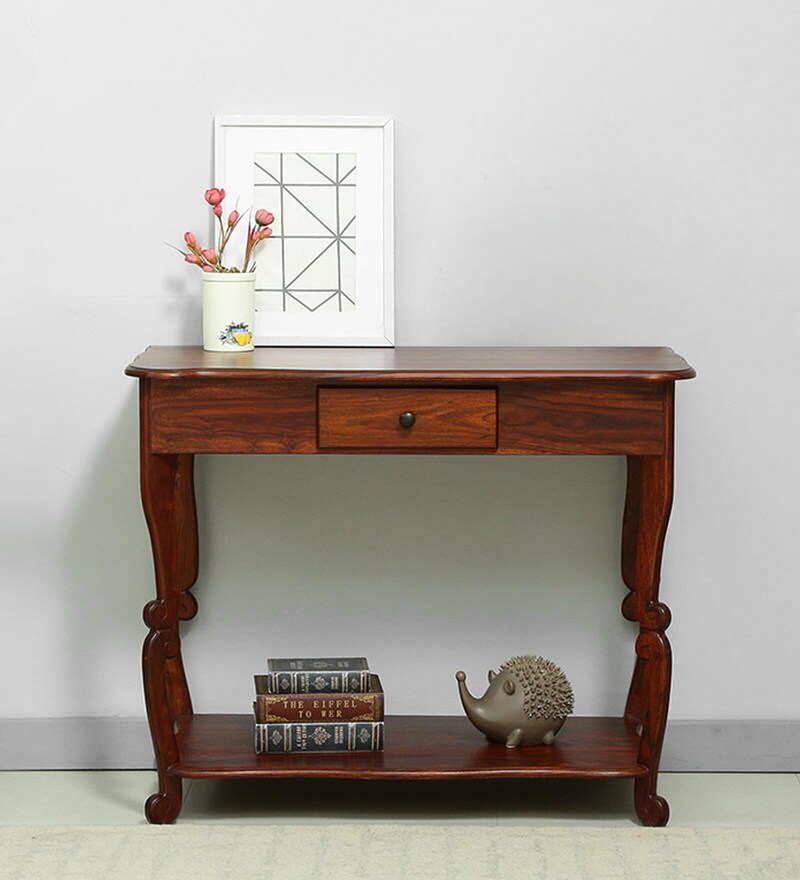 Buy Dantee Sheesham Wood Console Table In Honey Oak Finish By Mudramark ...