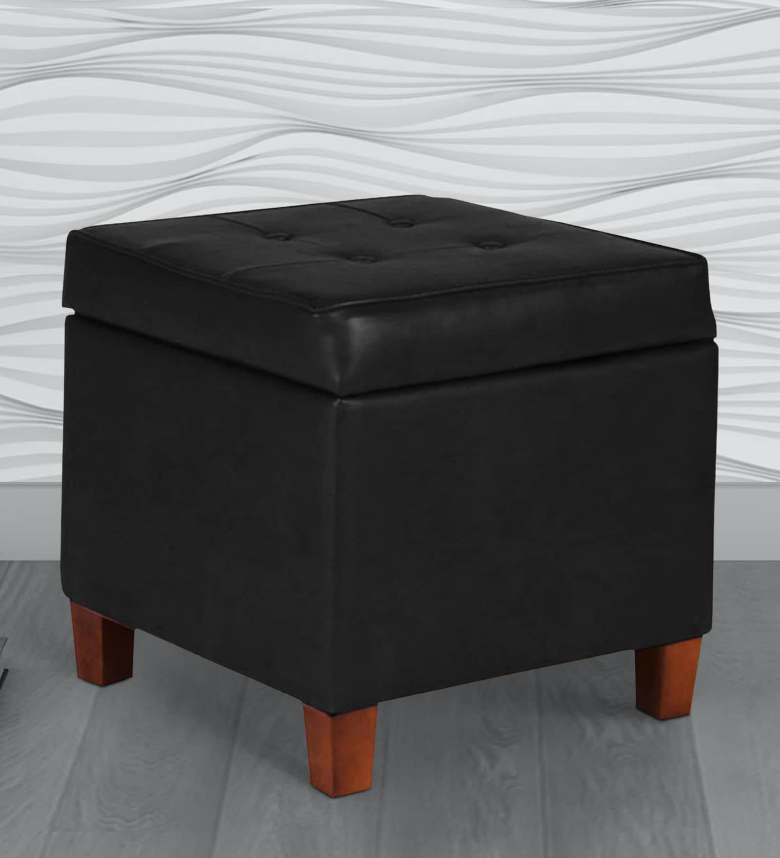Buy Kyala Ottoman in Black Colour at 37% OFF by Furniturstation | Pepperfry