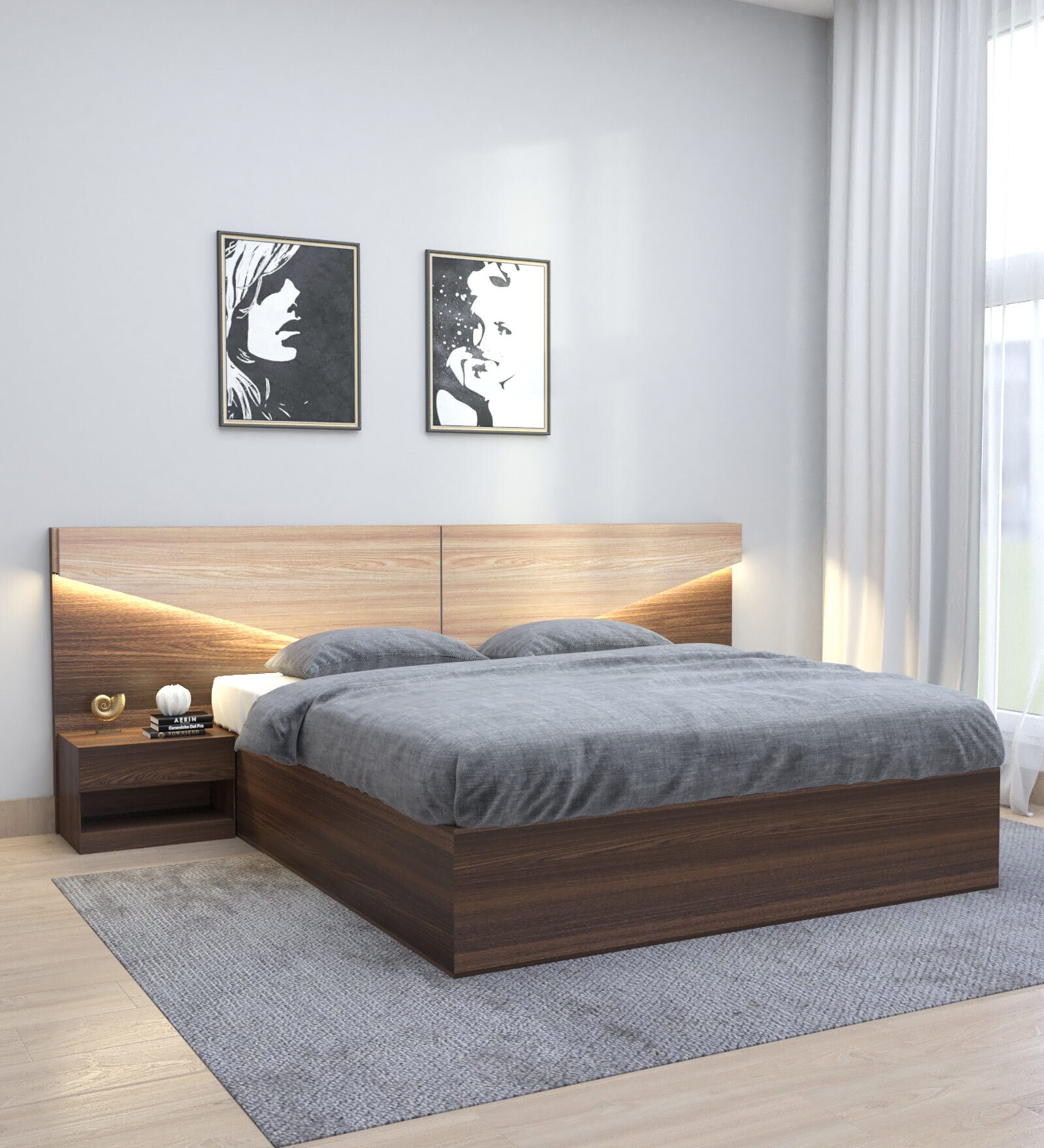 Buy Kylo Ren Queen Size Bed In Rolex Light & Dark Finish With Box ...