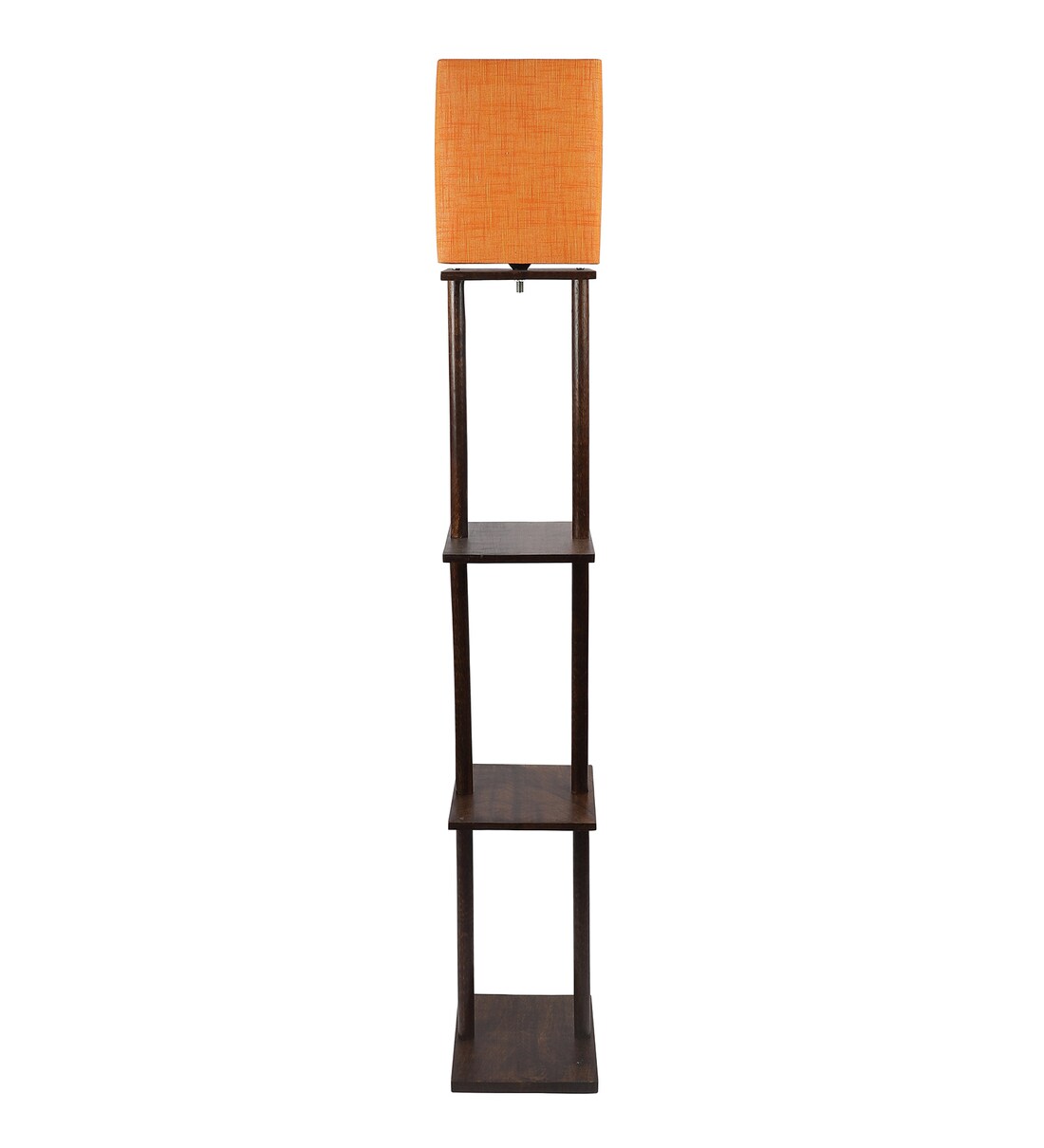 Buy Ladder Lamp In Solid Wood Walnut Polish With Orange Shade By Sanded ...