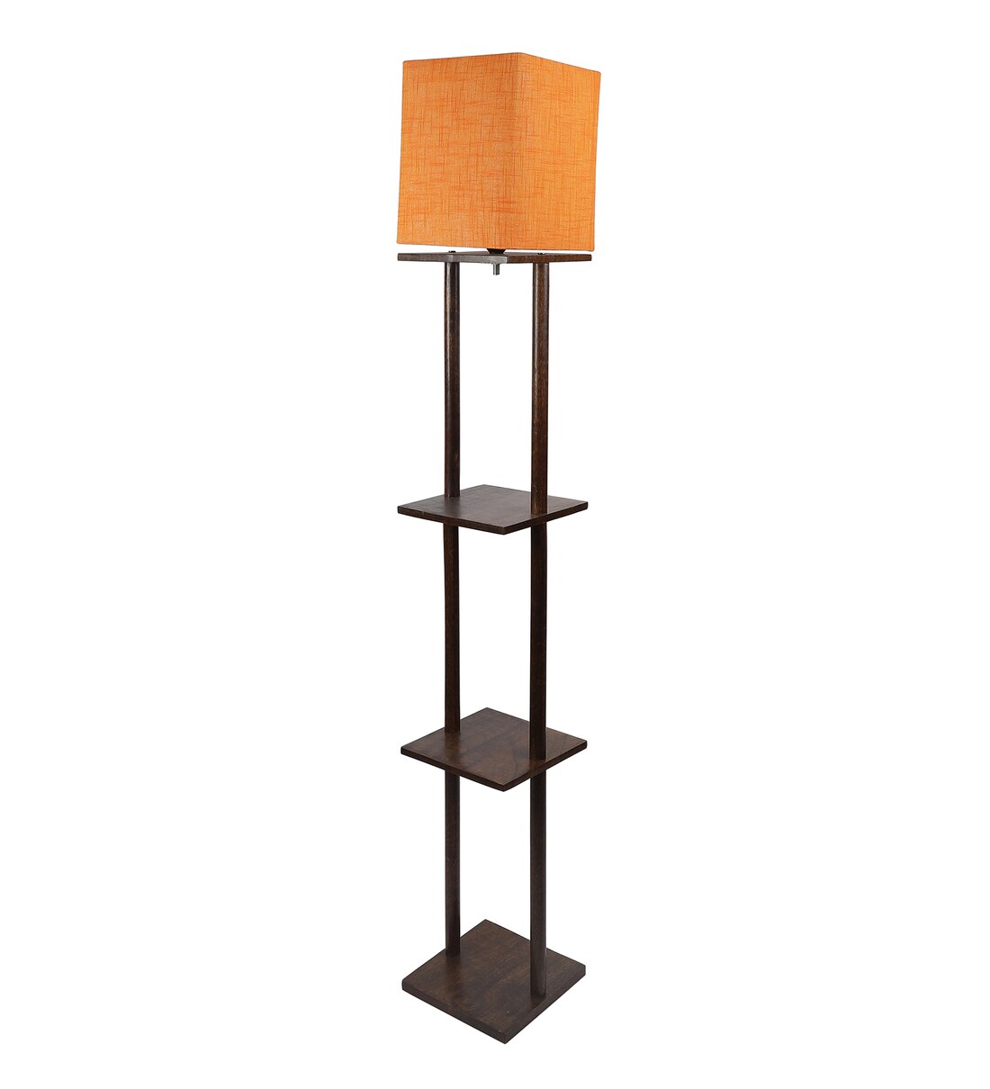 Buy Ladder Lamp In Solid Wood Walnut Polish With Orange Shade By Sanded ...