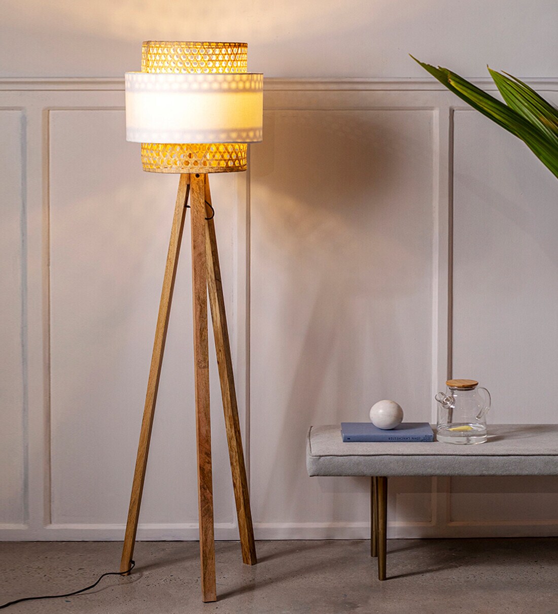 Buy Canna Natural Floor Lamp Double Handcrafted By Orange Tree Online ...