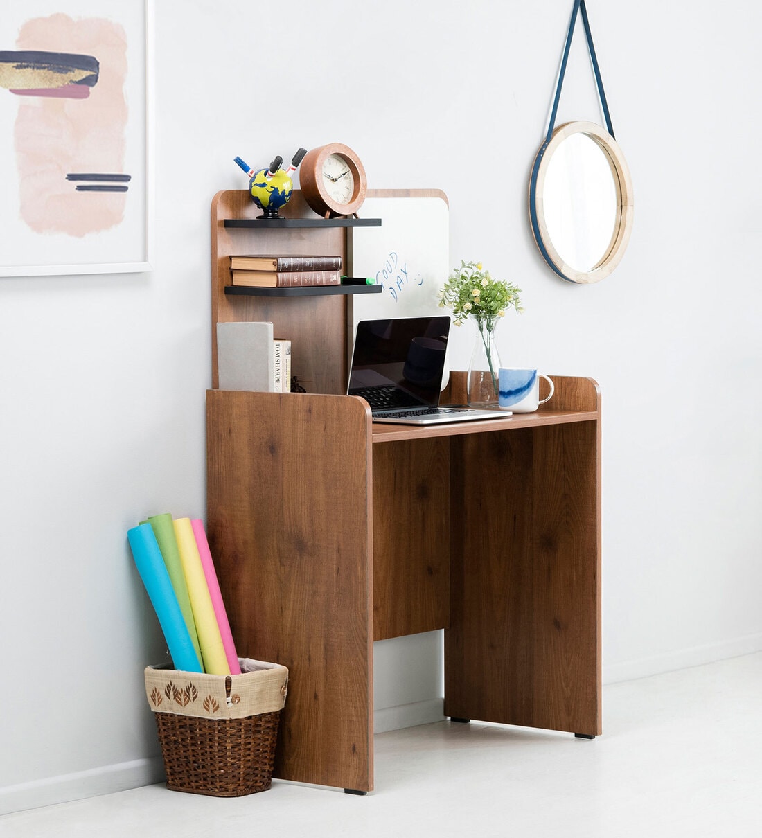 Buy Lana Study Table in Teak Oak Finish by Furlenco Online - Hutch ...