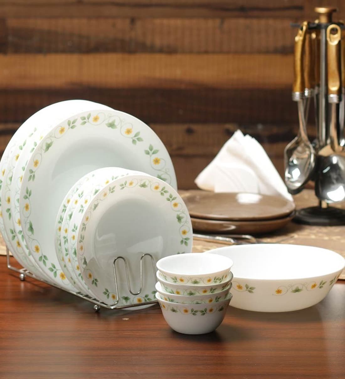 Buy Amber Willow Opalware Dinner Set - 19 Pieces By La Opala Online ...