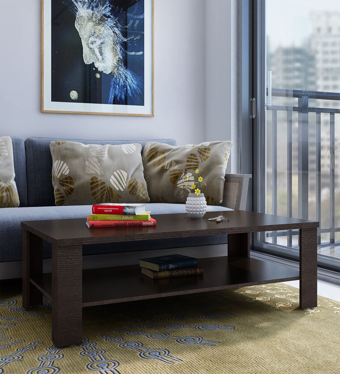 Buy Kayla Large Coffee Table in Wenge Finish by Crystal Furnitech ...