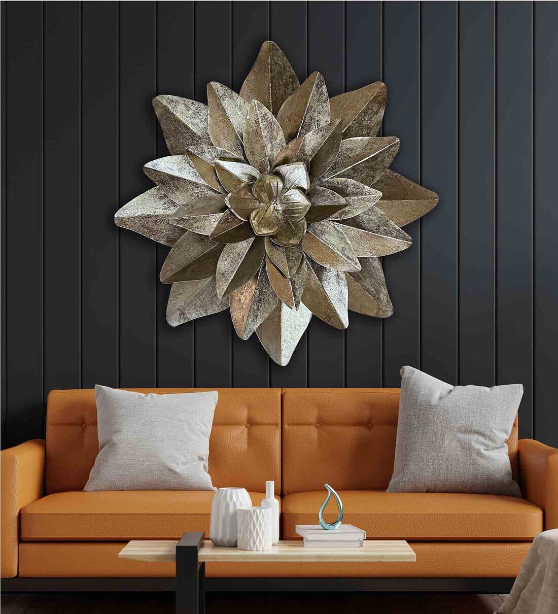 Buy Large Gold Star Flower Gold Metal Wall Art by Hanable India at 11% ...