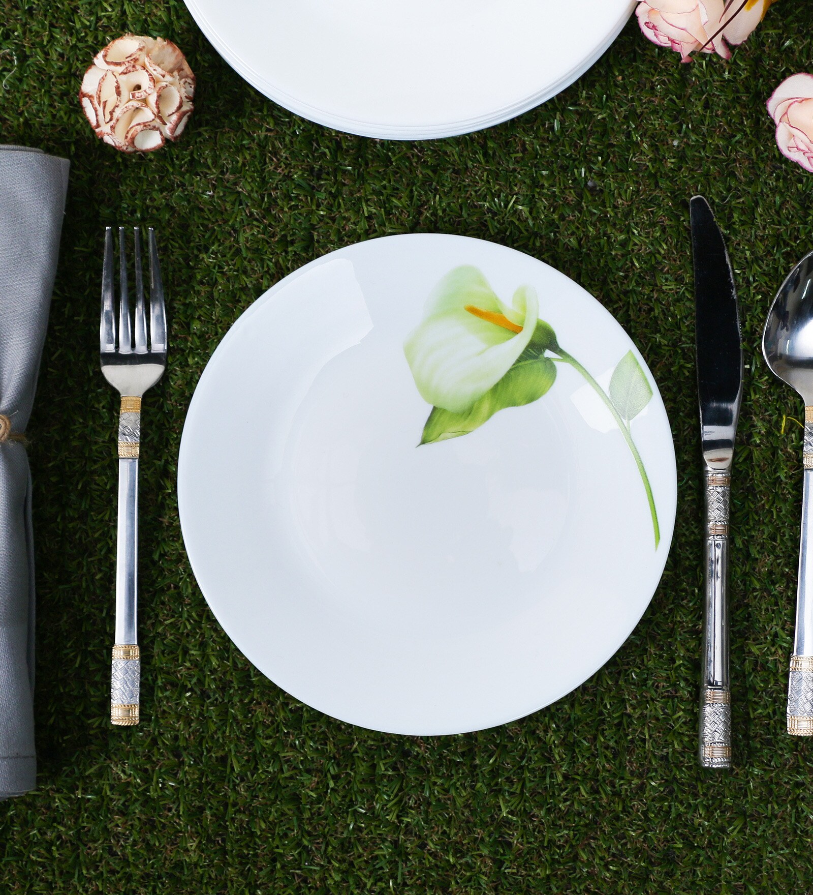 Buy La Opala Diva Ivory Blush Opal Ware Quarter Plate - Set of 6 Online ...