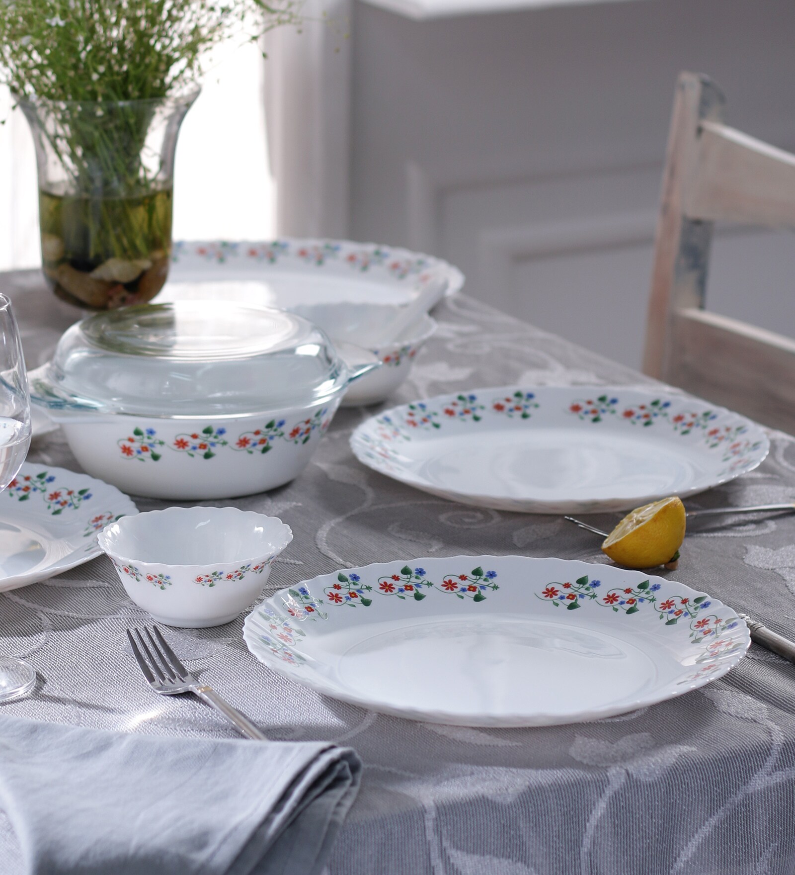 Buy Diva Laurel Vine Opal Ware Dinner Set - Set of 64 by La Opala ...