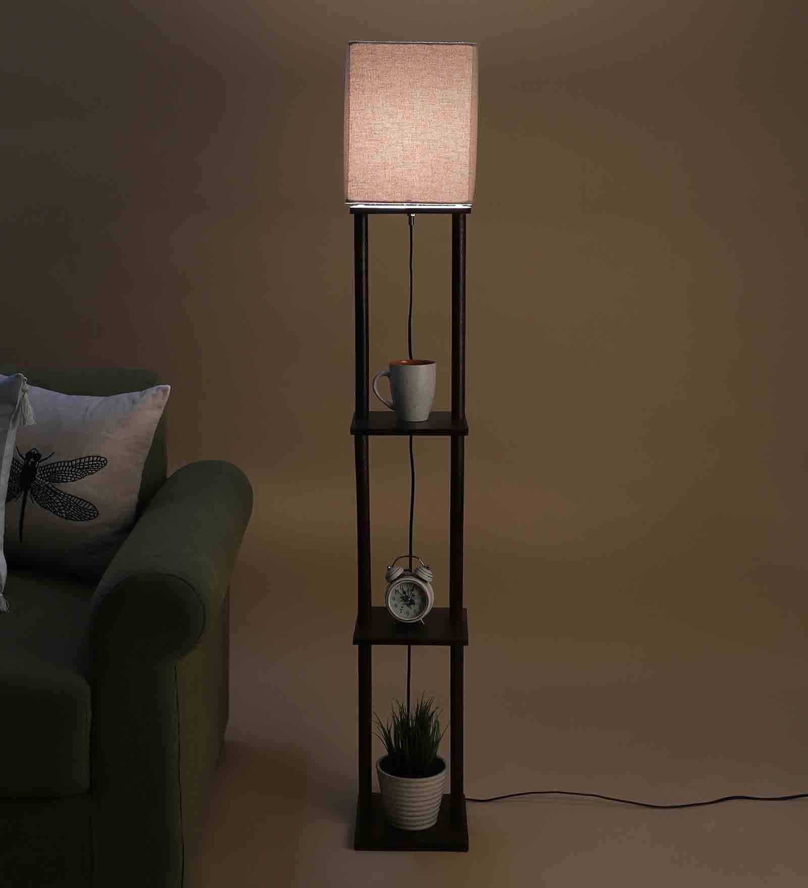 Buy Ladder Lamp In Solid Wood Walnut Polish With Beige Shade at 20% OFF ...