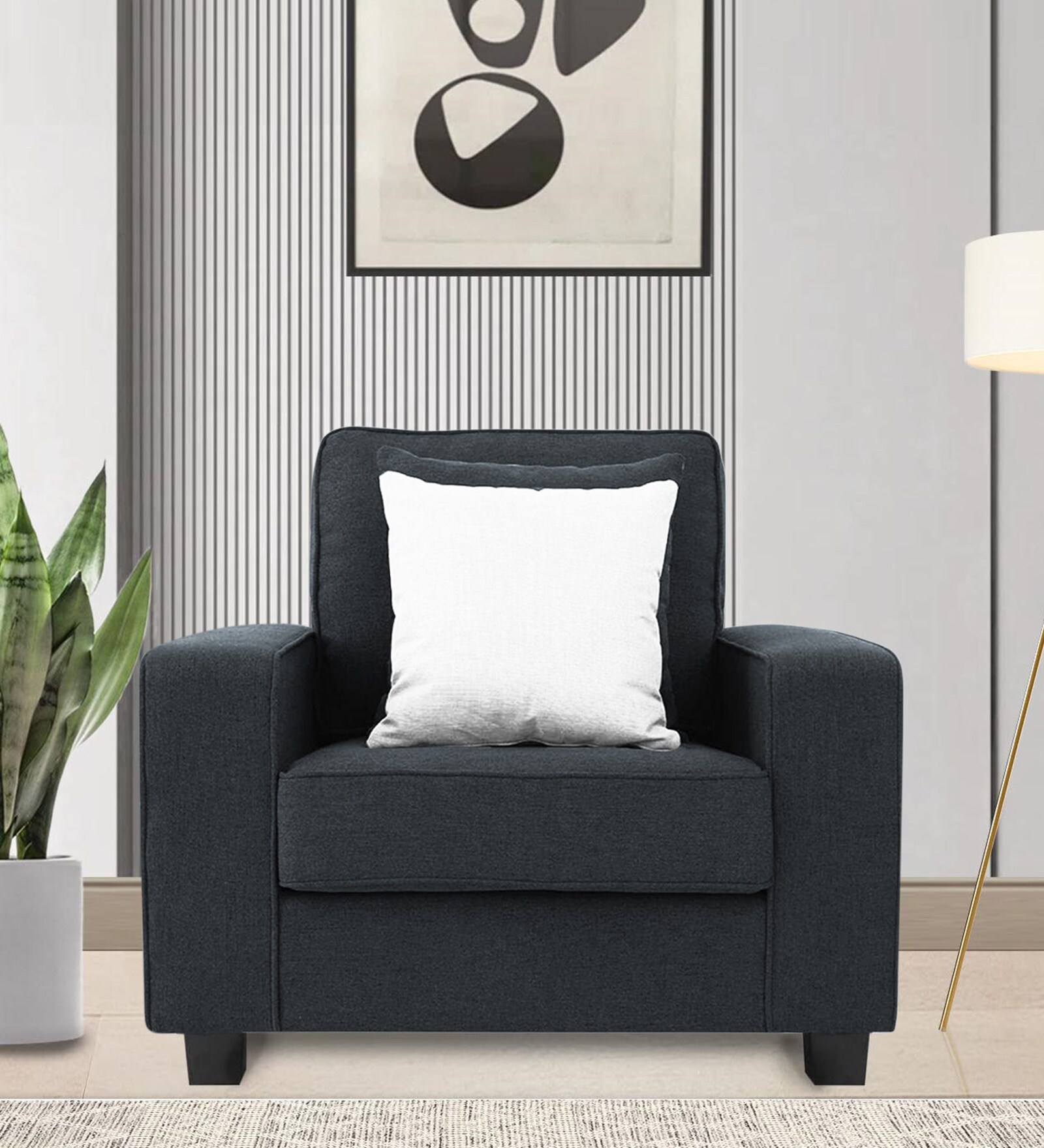 Buy Ladybug Fabric 1 Seater Sofa in Charcoal Grey Colour at 38% OFF by ...