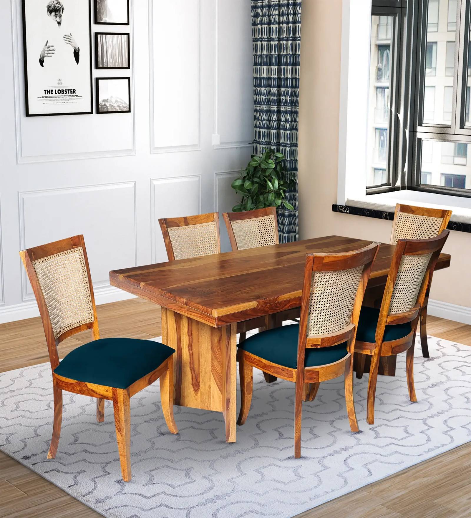 Buy Lafon Solid Wood Dining Set In Crowberry Blue Color at 12% OFF by ...