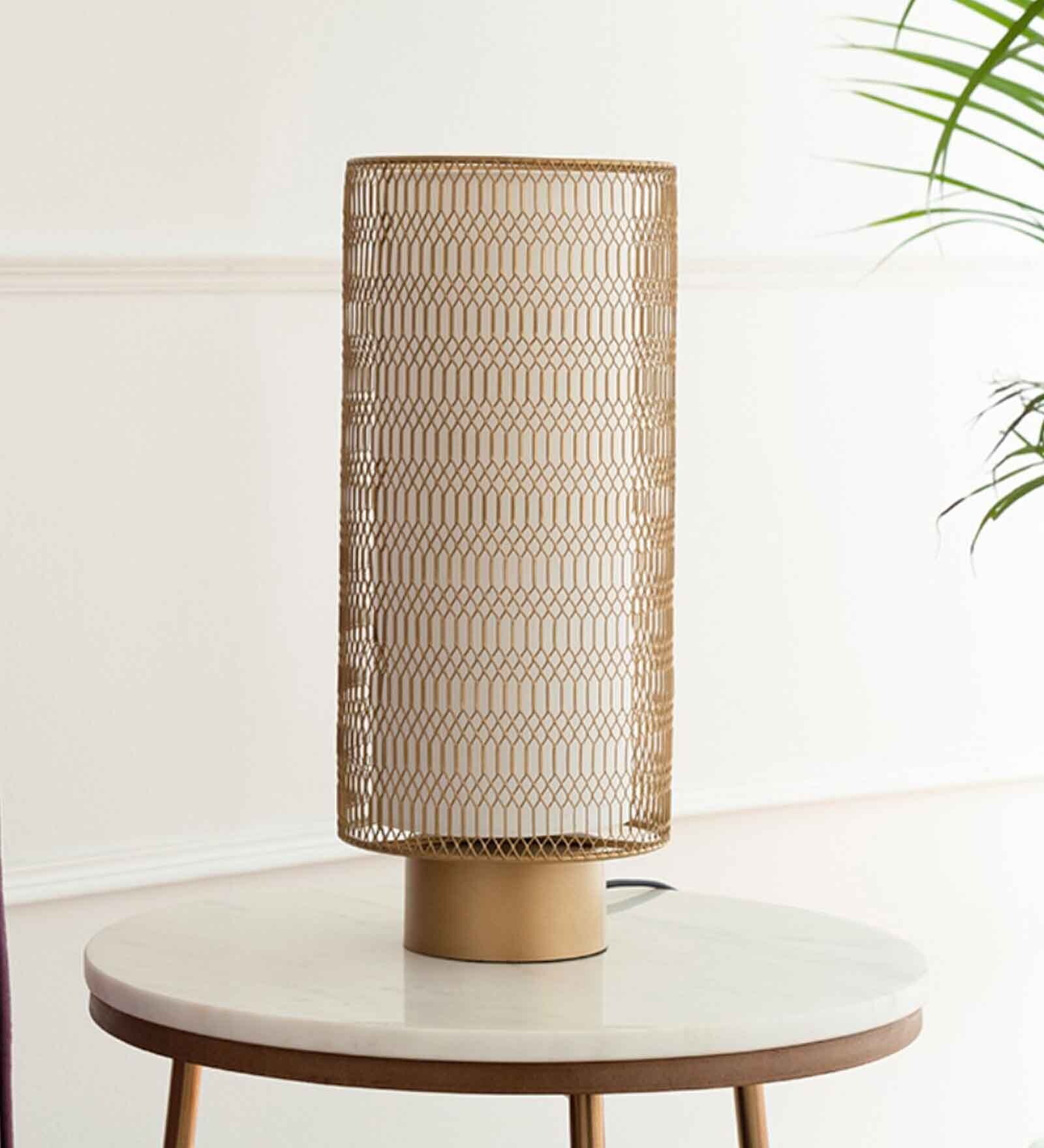 Buy Rhombus Gold Shade Table Lamp With Metal Base by Orange Tree ...