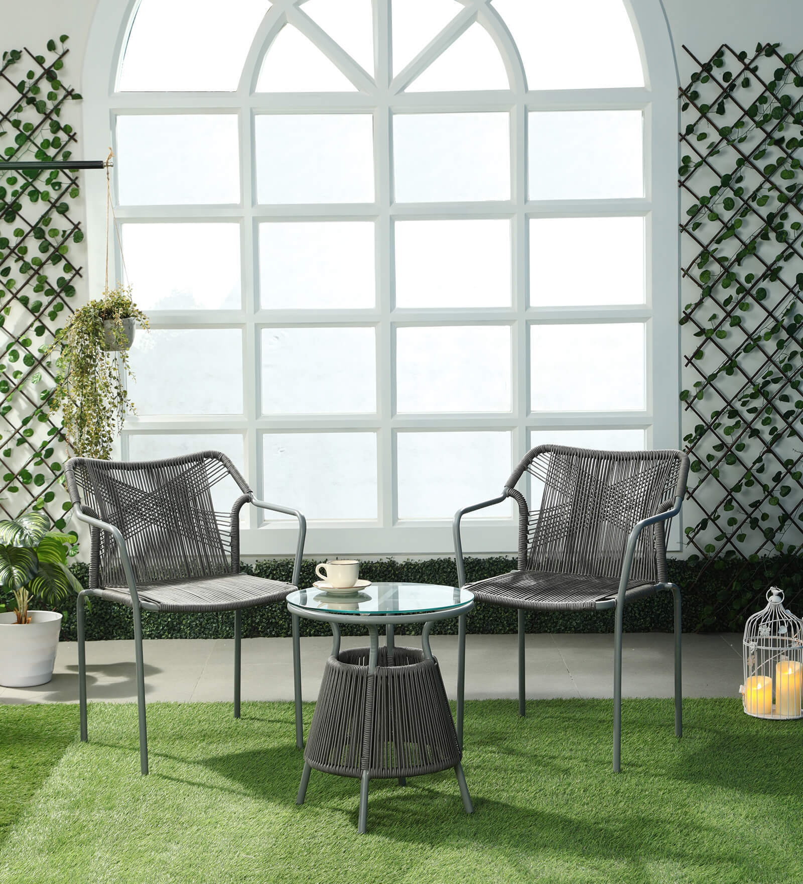 Buy Lanai Fabric Table and Chair Set in Grey Finish by Advent ...