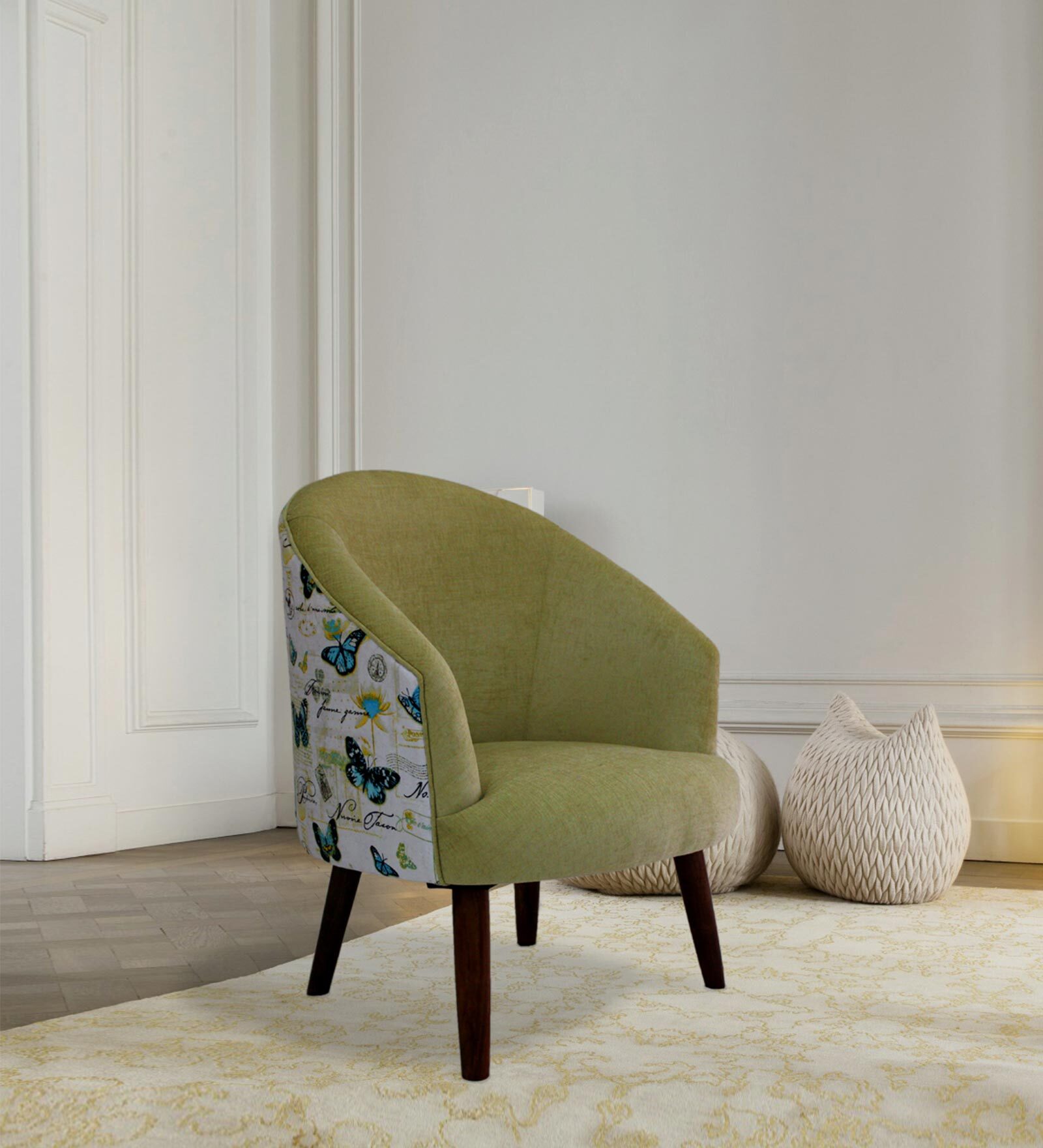 Buy Lanchester Fabric Barrel Chair in Green Colour at 50% OFF by Tweak ...