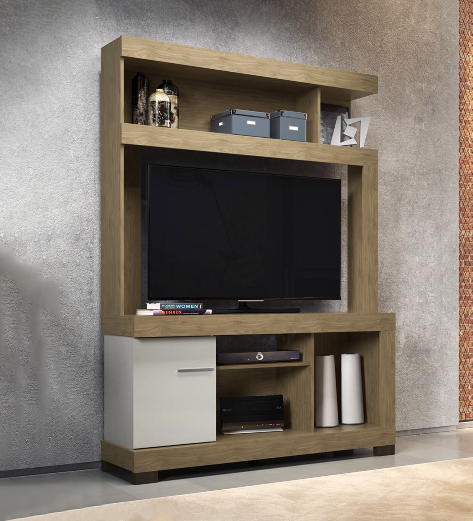 Buy Lara Wall Unit in Light Walnut Finish at 48% OFF by Evok | Pepperfry