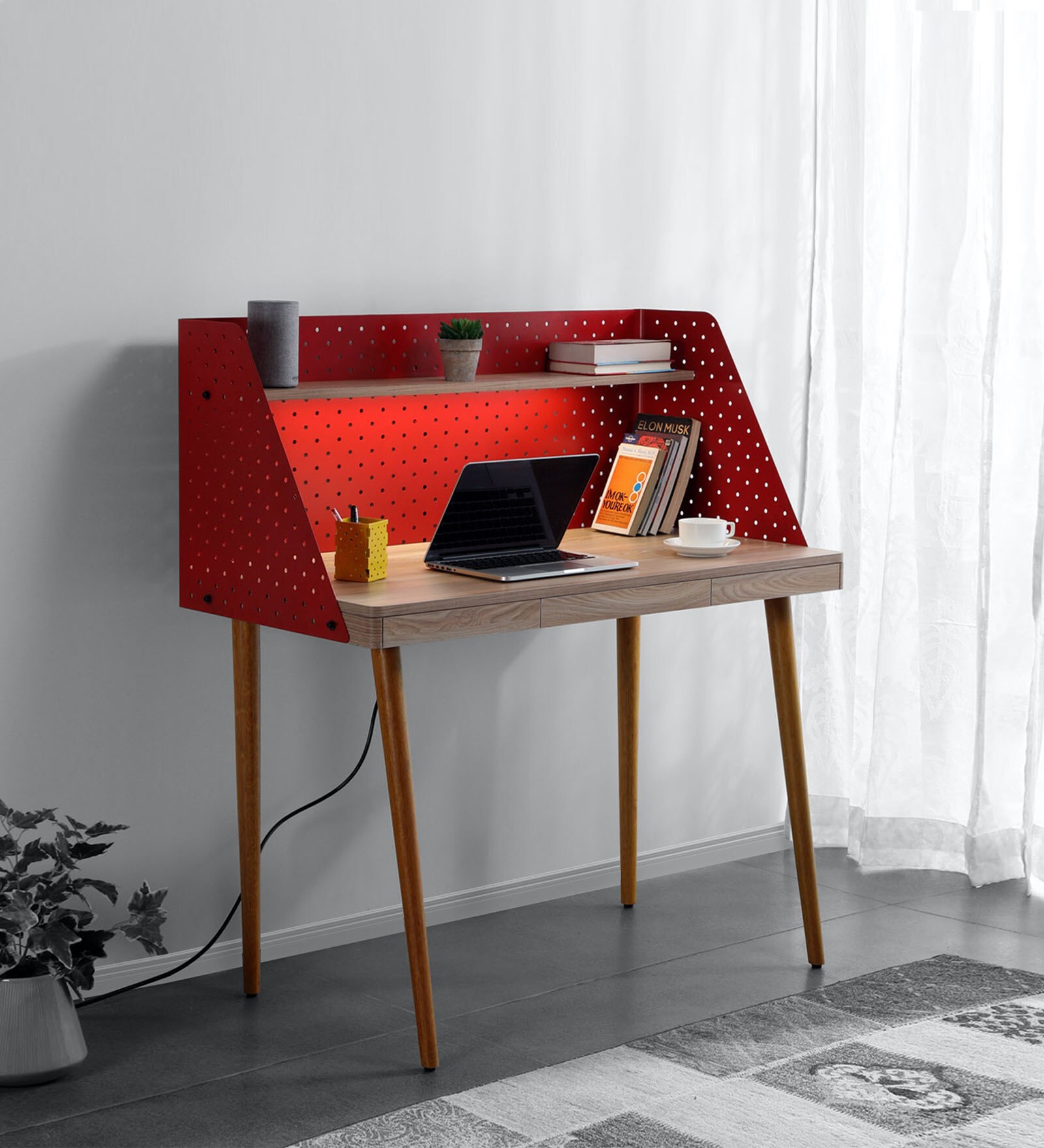 Buy Lara Writing Table in Vermillion & Oakwood Finish by Atmosphere at ...