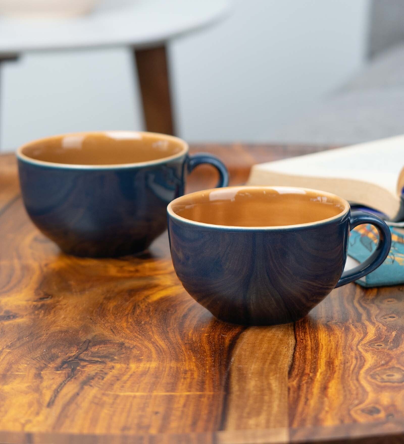 Buy Large Ceramic Coffee Cup Set of 2 320ml Midnight Blue at 33% OFF by SHAY | Pepperfry